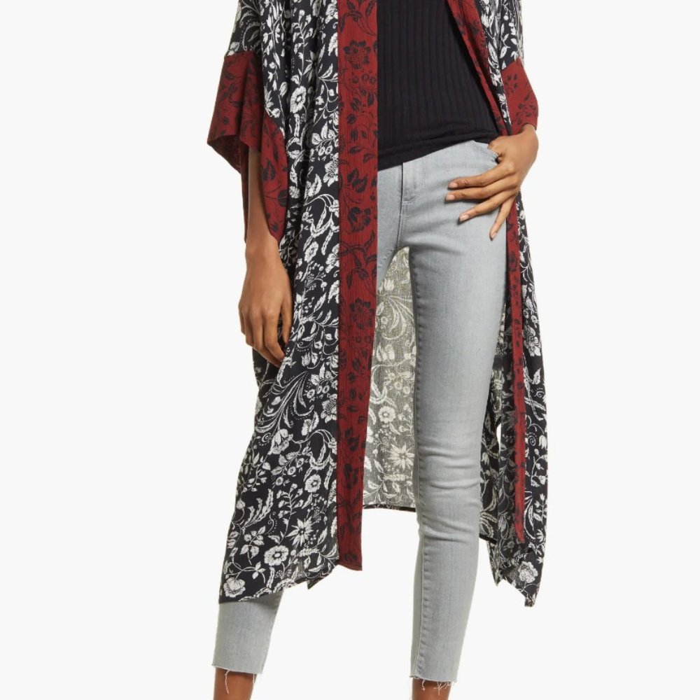Treasure & Bond Border Print Duster, One Size - Gem